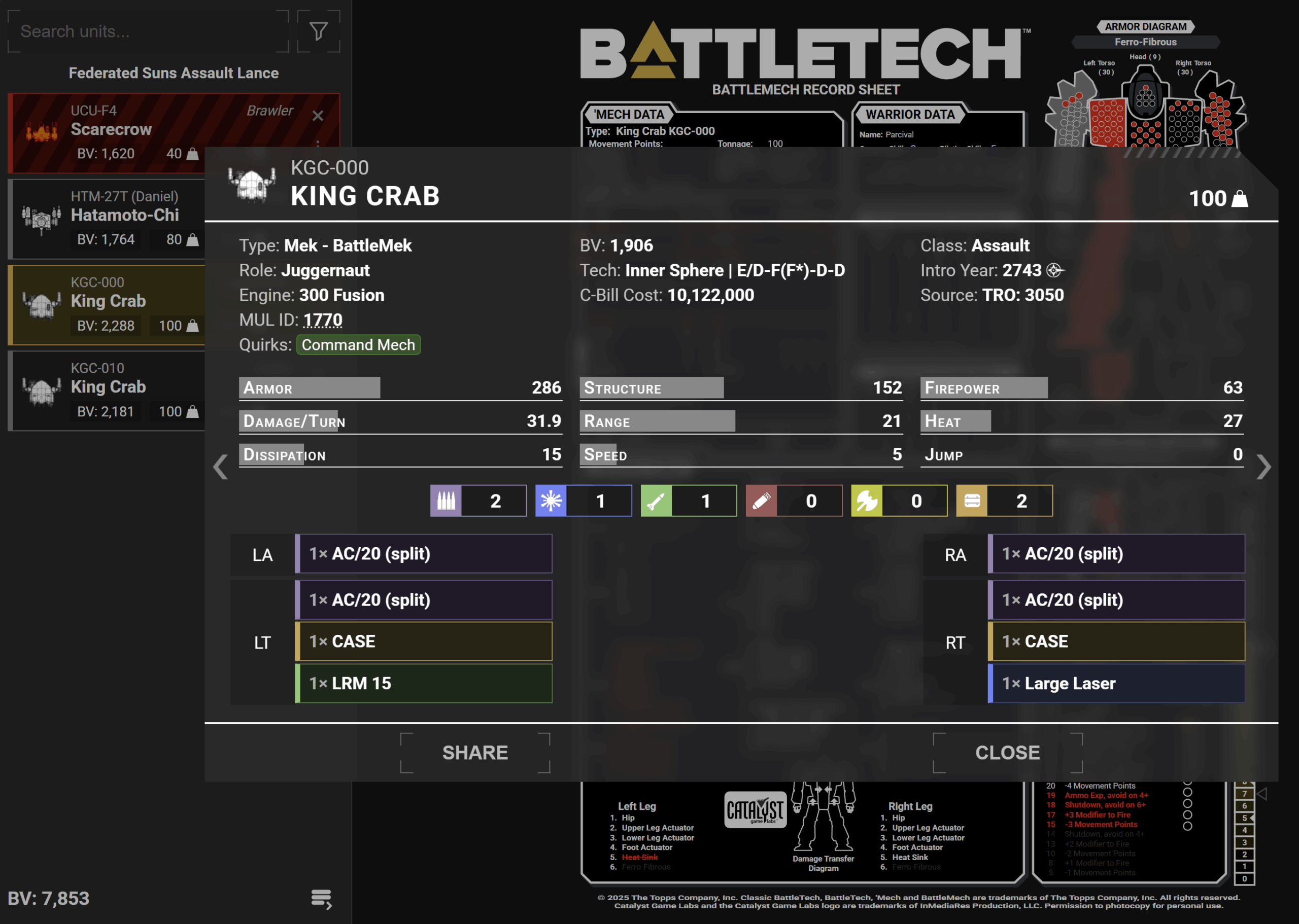 MegaMek Record Sheets für unterwegs: Mekbay - HPG Station